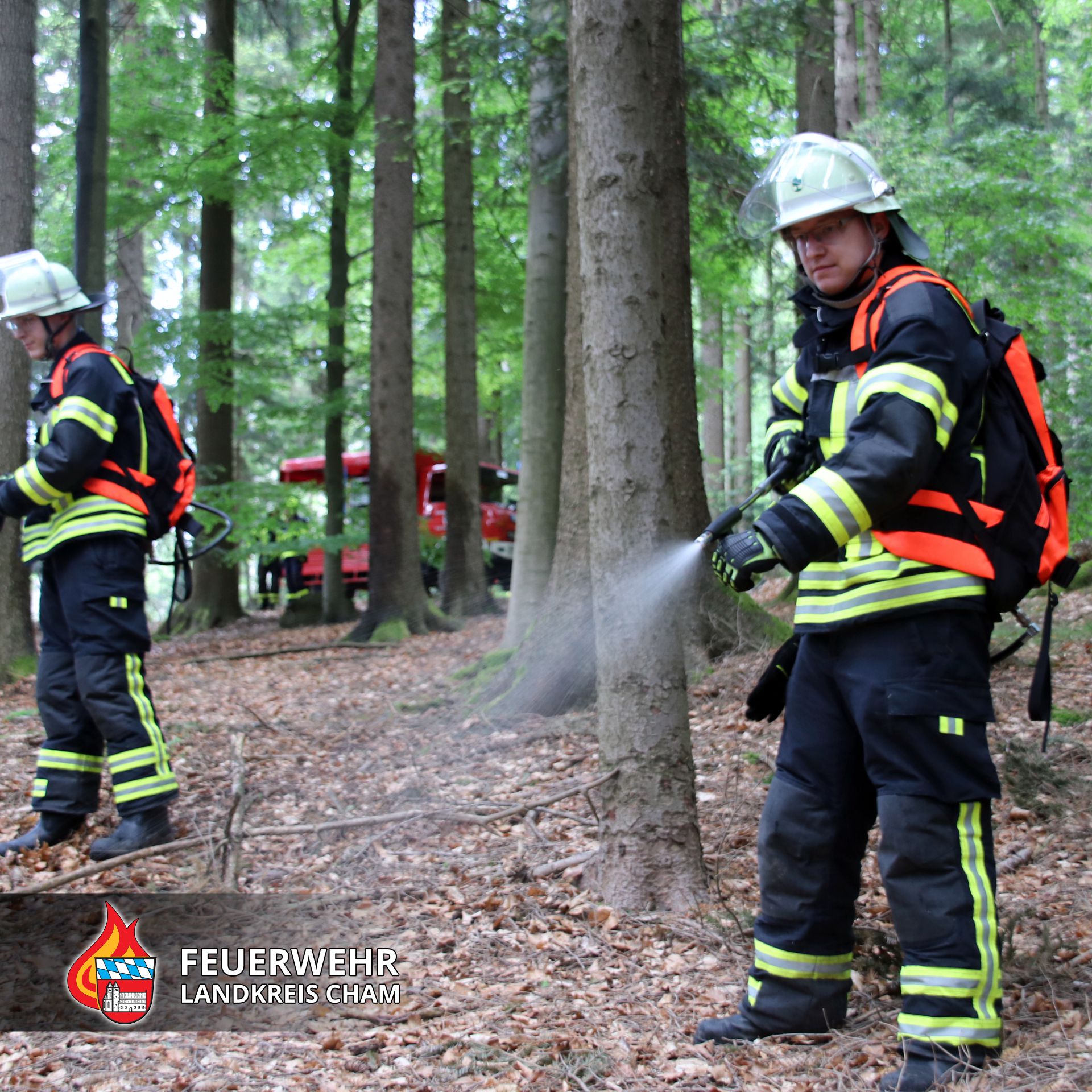 Große Waldbrand-Übung am Kaitersberg - Feuerwehr Landkreis Cham